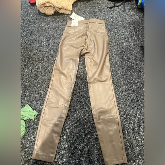 Zara | Pants & Jumpsuits | Zara Fake Leather Tight Work Pants Tan ...